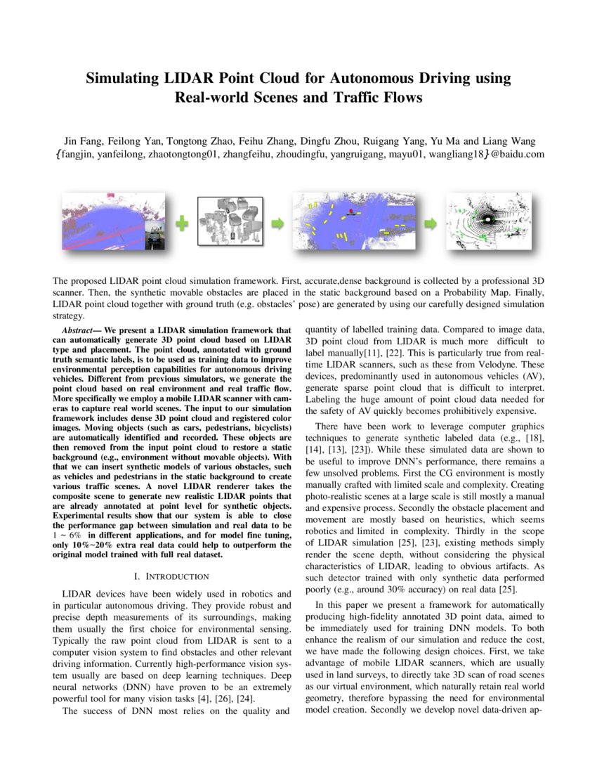 Simulating LIDAR Point Cloud for Autonomous Driving using Real-world ...
