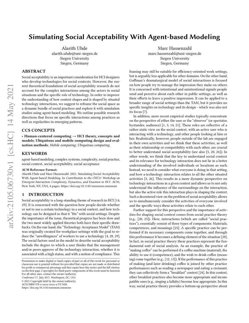 Simulating Social Acceptability With Agent Based Modeling Deepai