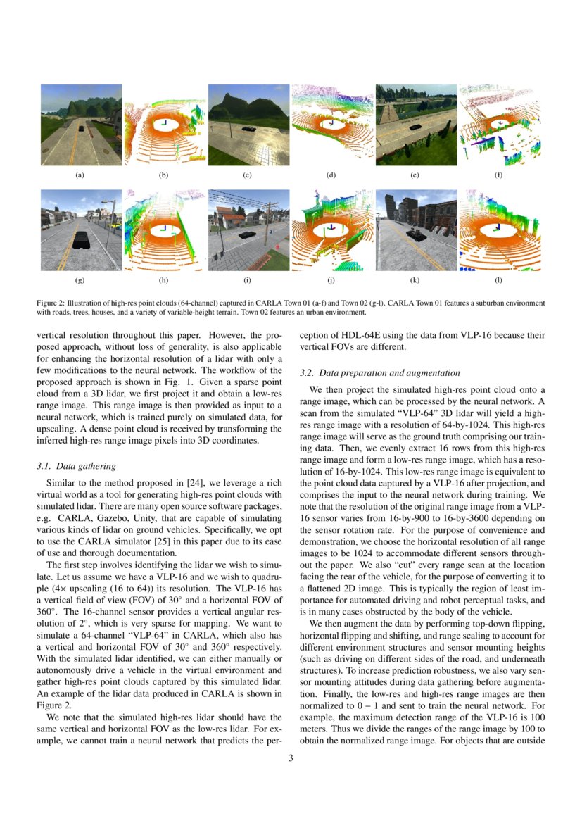 Simulation Based Lidar Super Resolution For Ground Vehicles Deepai