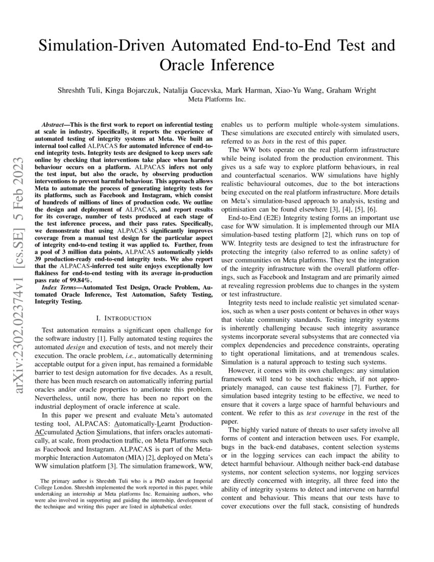 Simulation Driven Automated End To End Test And Oracle Inference Deepai 3168