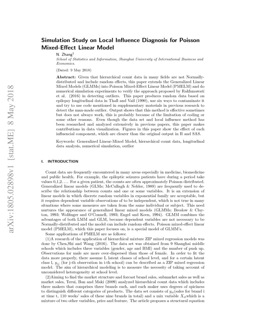 Simulation Study on Local Influence Diagnosis for Poisson Mixed-Effect ...
