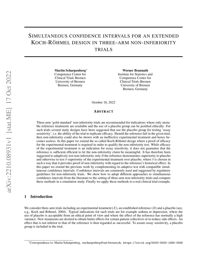 Simultaneous confidence intervals for an extended Koch-Röhmel design in ...
