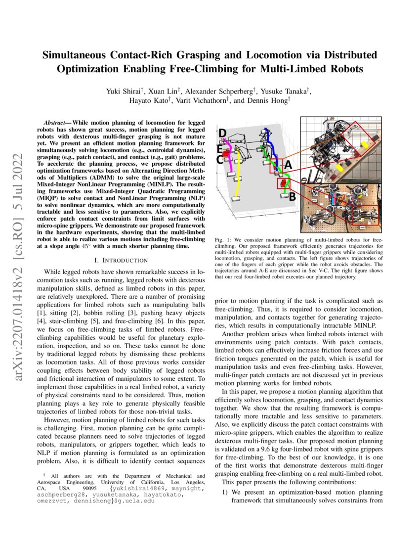 Simultaneous Contact-Rich Grasping and Locomotion via Distributed ...