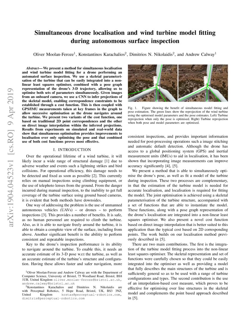 Simultaneous drone localisation and wind turbine model fitting during ...
