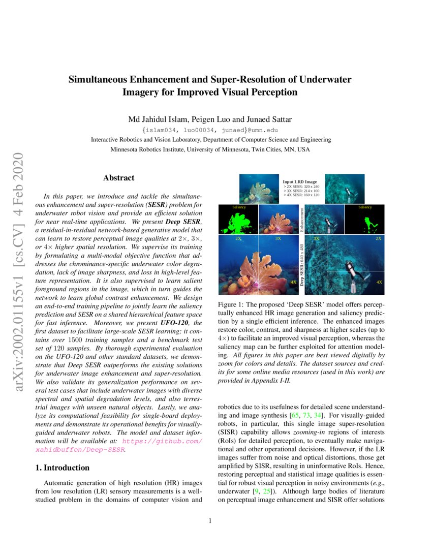 Simultaneous Enhancement and Super-Resolution of Underwater Imagery for ...