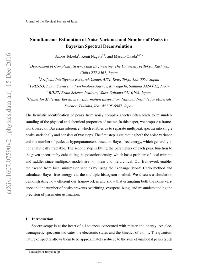 Simultaneous Estimation Of Noise Variance And Number Of Peaks In