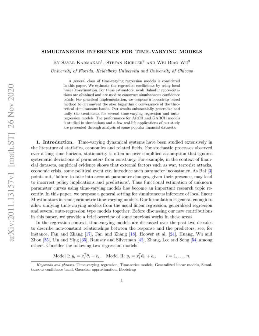 Simultaneous Inference For Time Varying Models Deepai