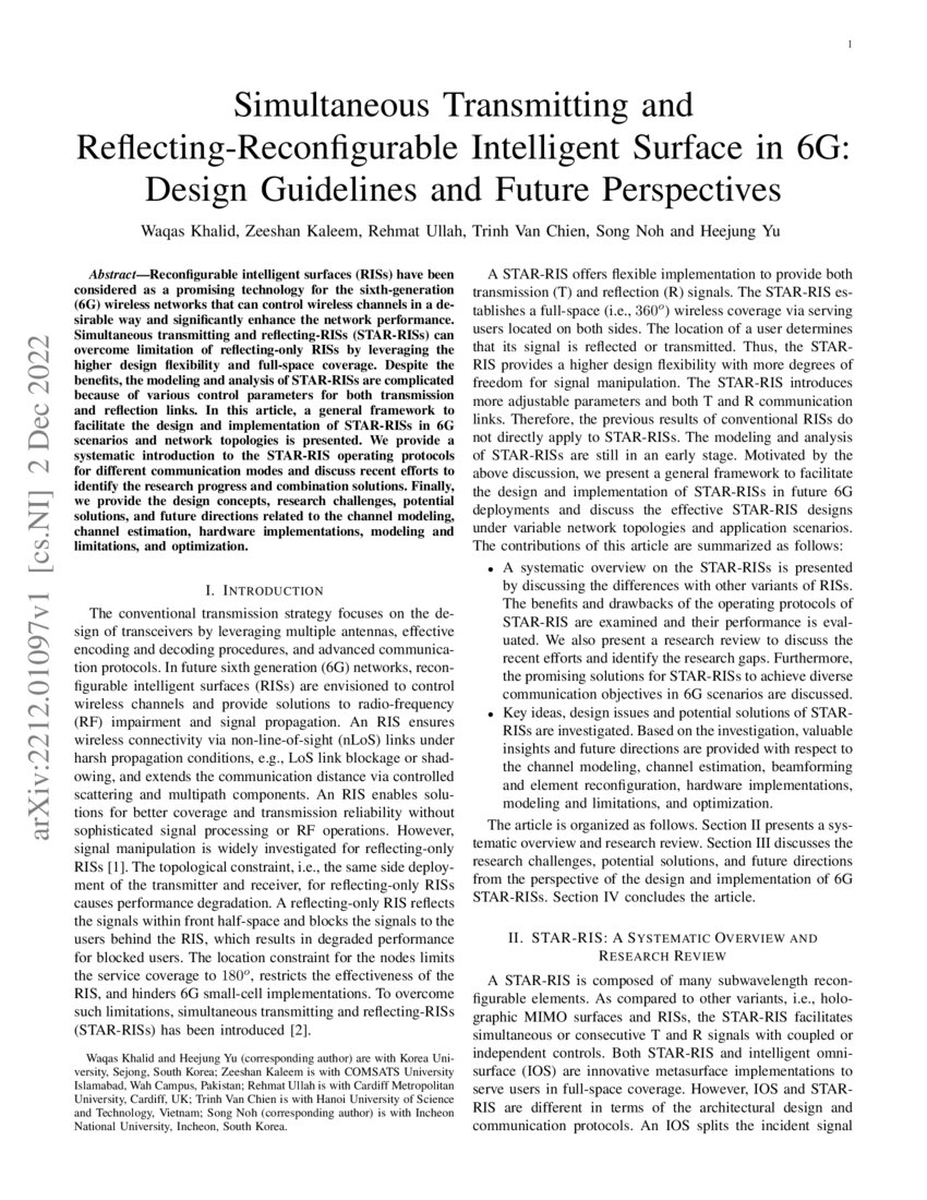 Simultaneous Transmitting And Reflecting Reconfigurable Intelligent