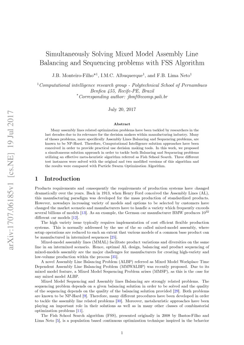 Simultaneously Solving Mixed Model Assembly Line Balancing And Sequencing Problems With Fss 3265