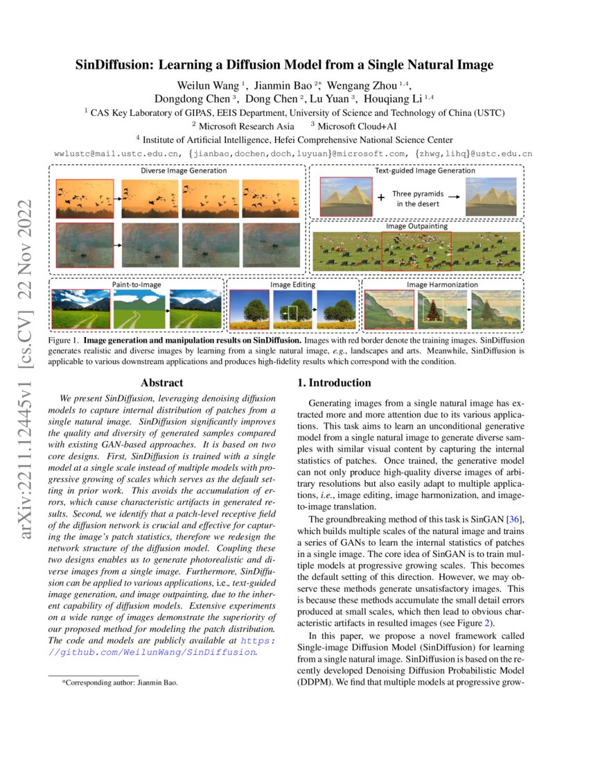SinDiffusion: Learning a Diffusion Model from a Single Natural Image ...