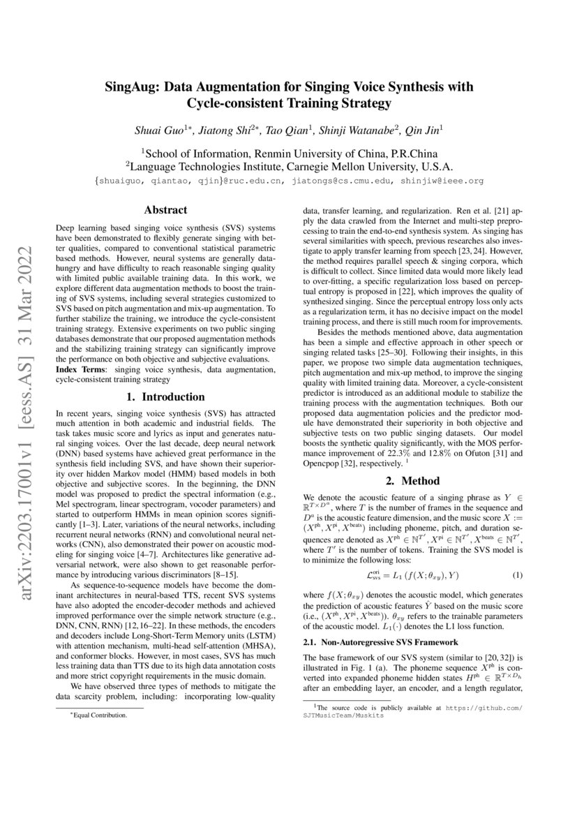 SingAug: Data Augmentation for Singing Voice Synthesis with Cycle-consistent Training Strategy ...