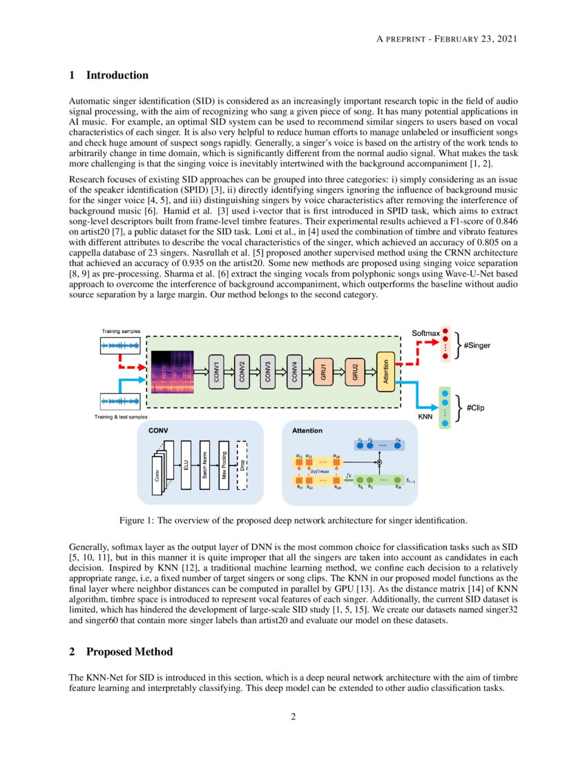 Singer Identification Using Deep Timbre Feature Learning With Knn Net