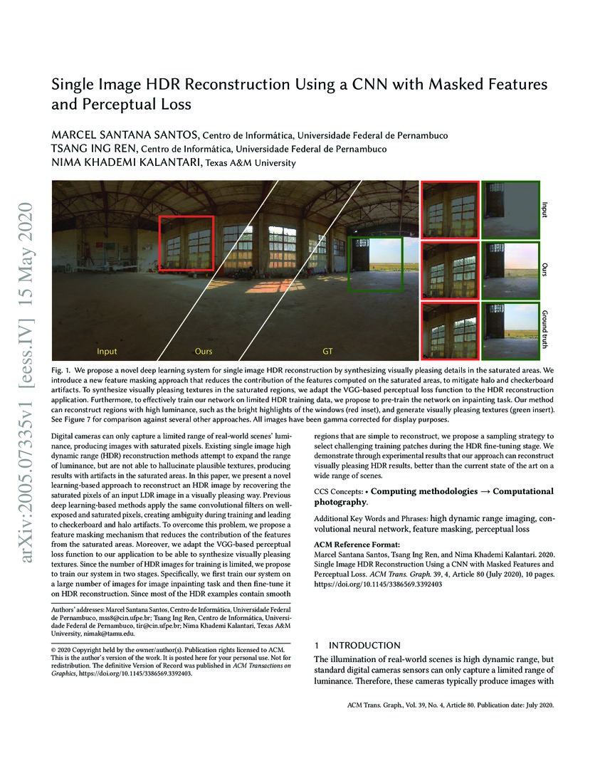 Single Image HDR Reconstruction Using a CNN with Masked Features and ...