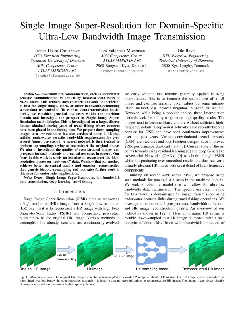 Single Image Super-Resolution for Domain-Specific Ultra-Low Bandwidth Image Transmission | DeepAI