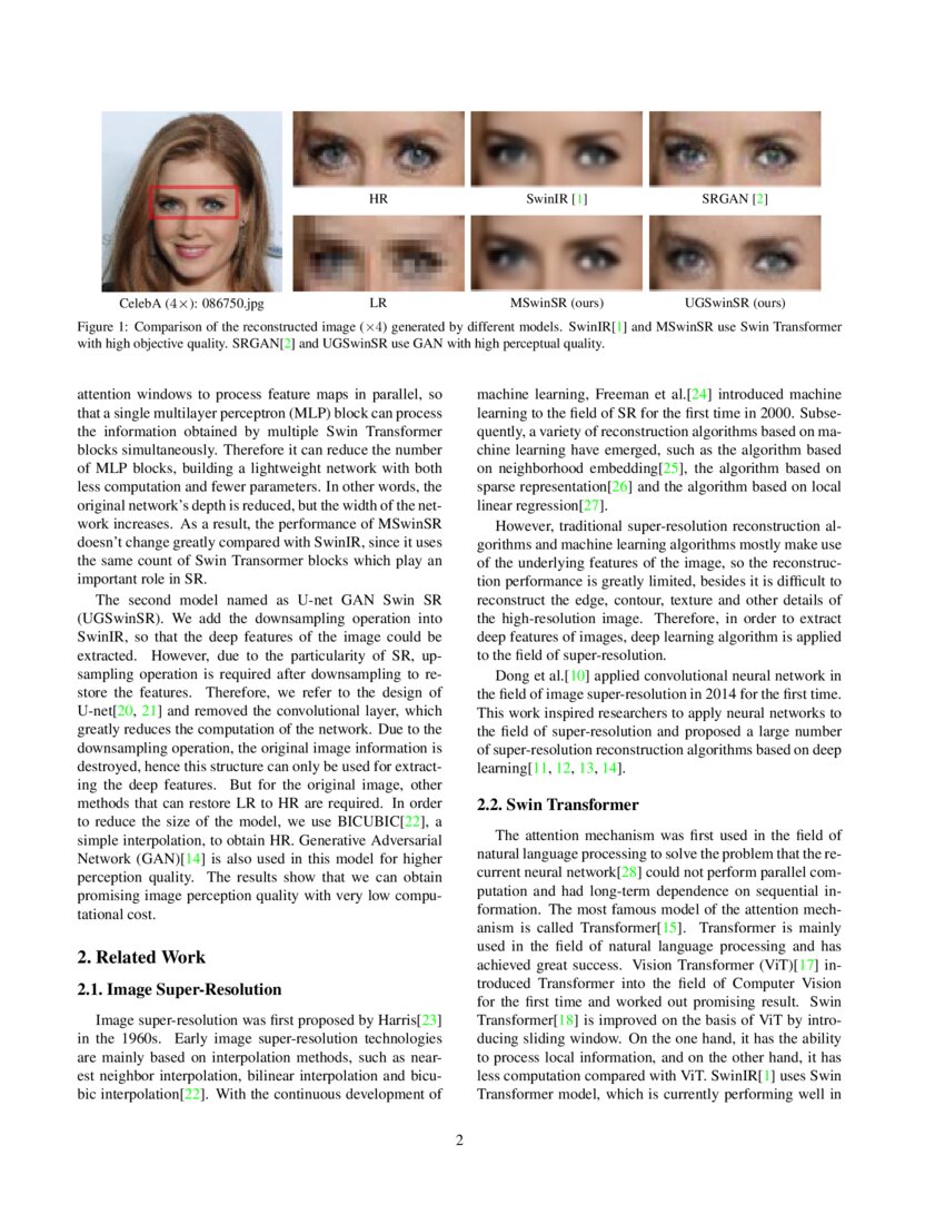 Single Image Super Resolution Using Lightweight Networks Based On Swin Transformer Deepai