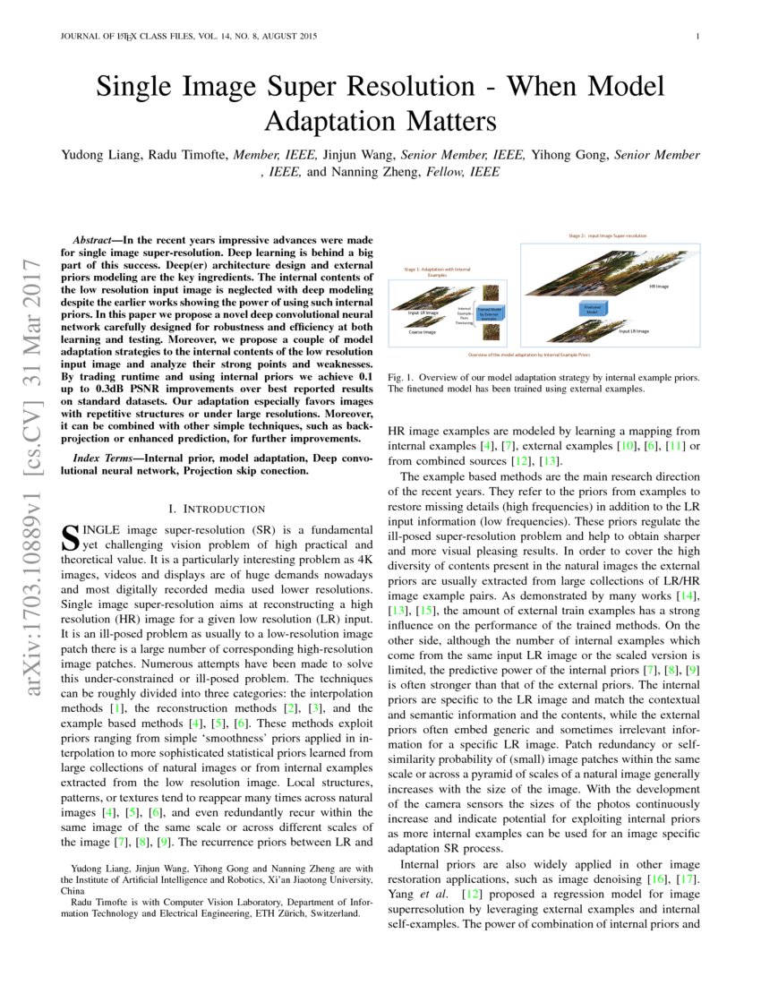 Single Image Super Resolution - When Model Adaptation Matters | DeepAI