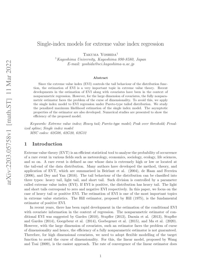 single-index-models-for-extreme-value-index-regression-deepai
