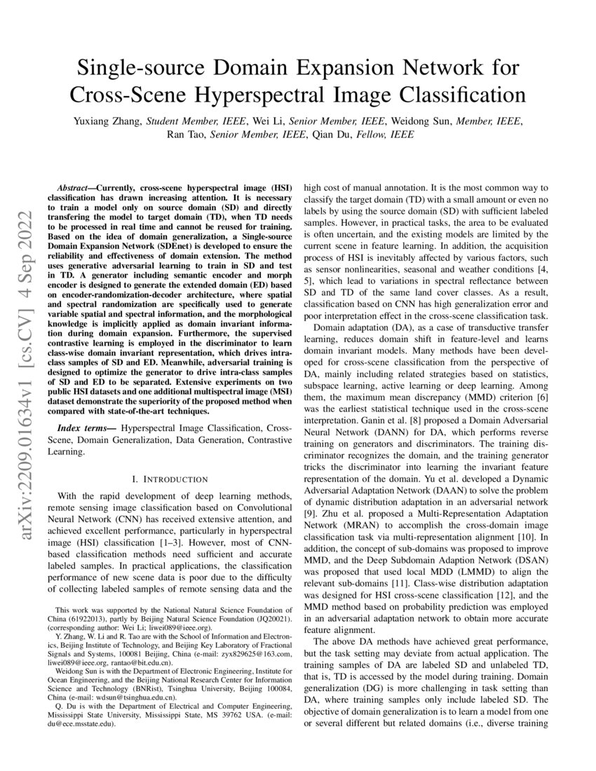 Single-source Domain Expansion Network for Cross-Scene Hyperspectral ... Single-source Domain Expansion Network for Cross-Scene Hyperspectral ...
