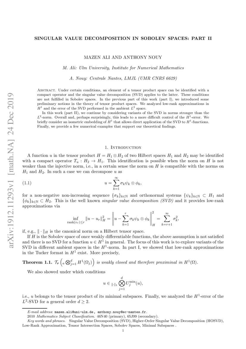 Singular Value Decomposition in Sobolev Spaces: Part II | DeepAI