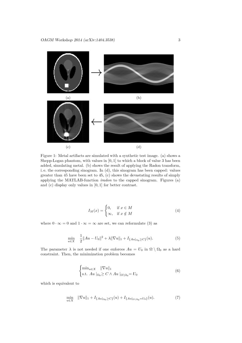 Sinogram constrained TV-minimization for metal artifact reduction in CT ...
