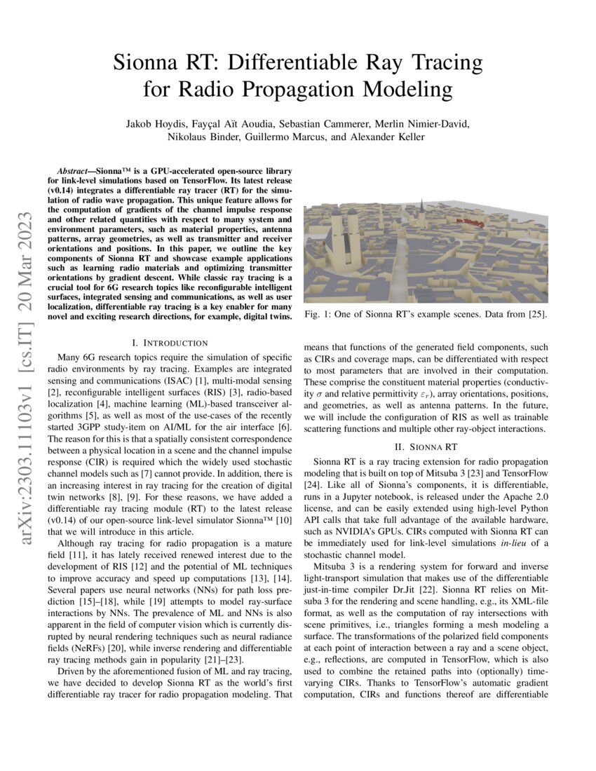 Sionna RT: Differentiable Ray Tracing for Radio Propagation Modeling ... Sionna RT: Differentiable Ray Tracing for Radio Propagation Modeling ...