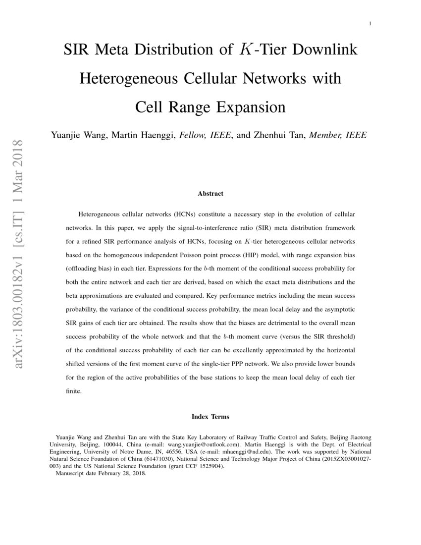 SIR Meta Distribution of K-Tier Downlink Heterogeneous Cellular ...