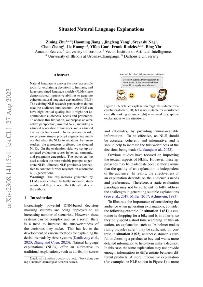 Situated Natural Language Explanations Deepai
