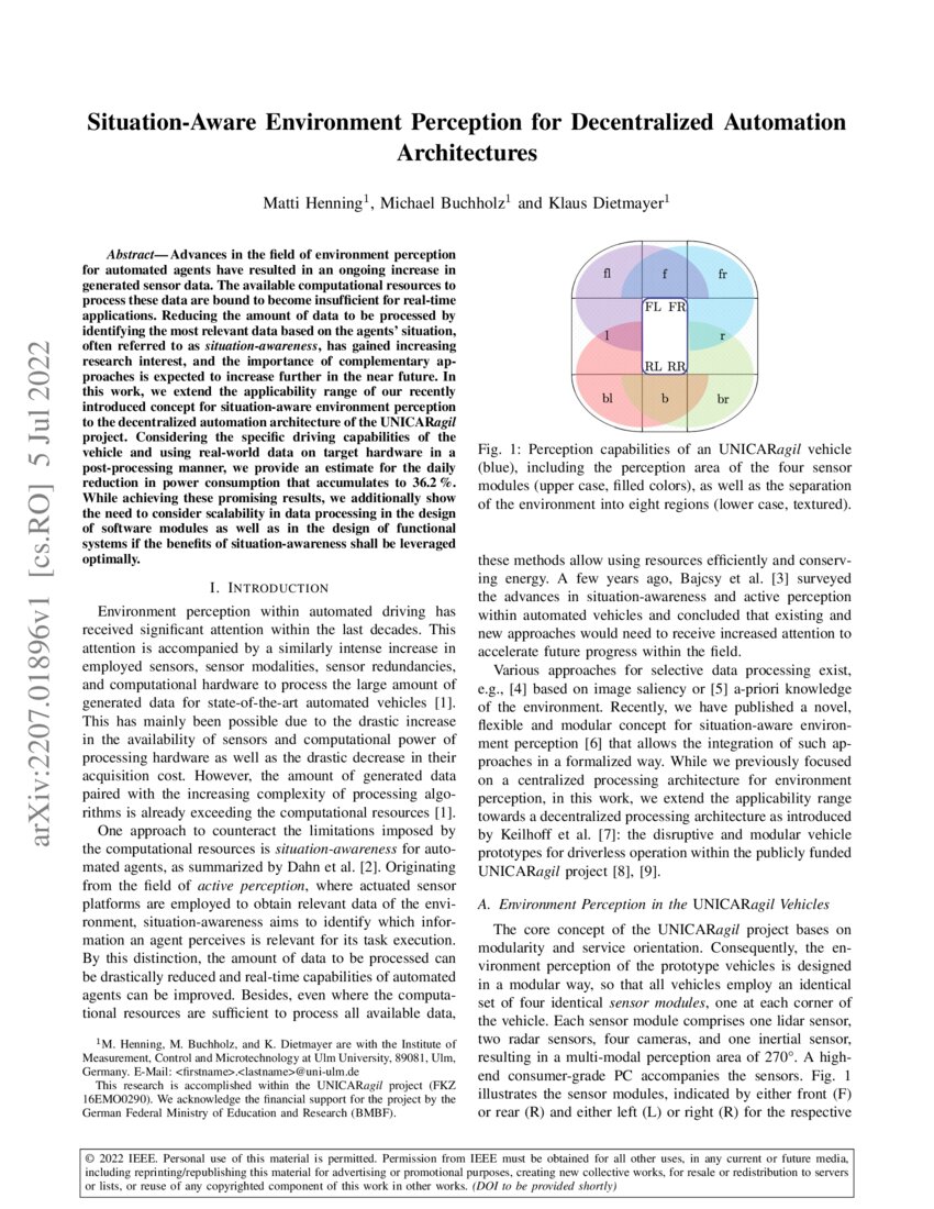 Situation-Aware Environment Perception for Decentralized Automation Architectures | DeepAI