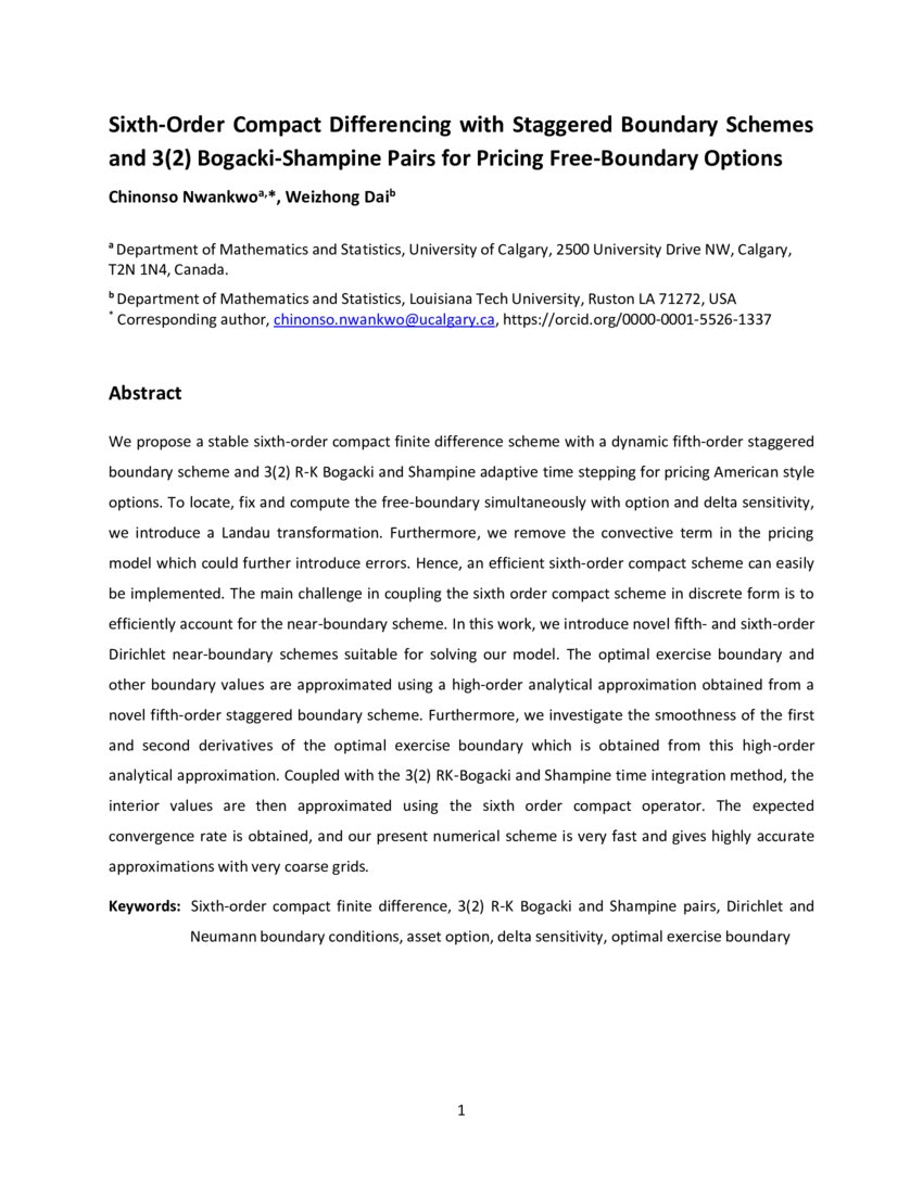 Sixth Order Compact Differencing With Staggered Boundary Schemes And 3