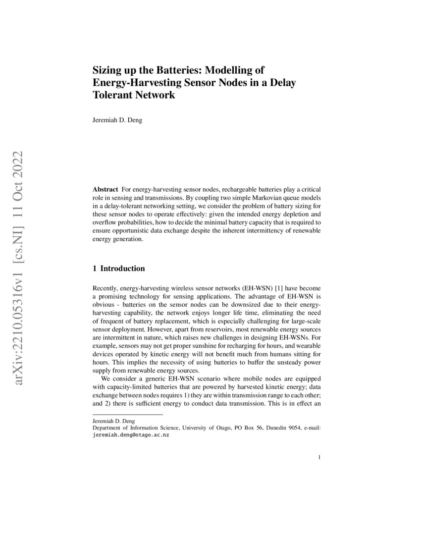 Sizing Up The Batteries Modelling Of Energy Harvesting Sensor Nodes In
