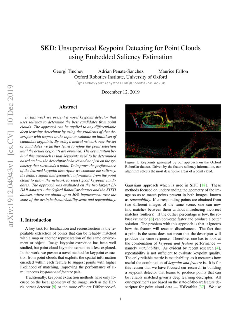 Skd Unsupervised Keypoint Detecting For Point Clouds Using Embedded Saliency Estimation Deepai