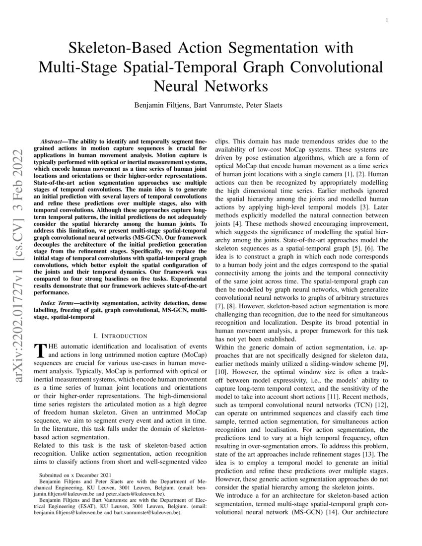 Skeleton Based Action Segmentation With Multi Stage Spatial Temporal Graph Convolutional Neural