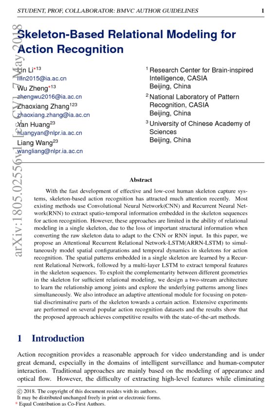 Skeleton Based Relational Modeling For Action Recognition Deepai