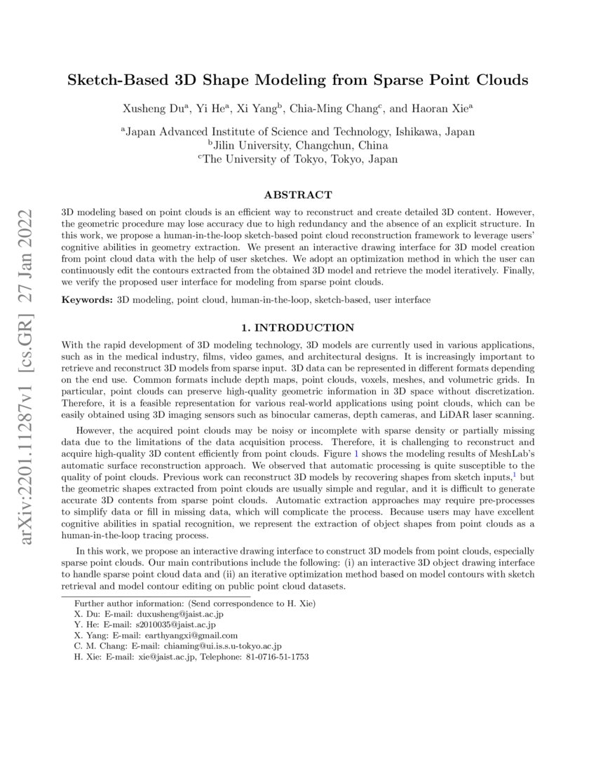 Sketch-based 3D Shape Modeling from Sparse Point Clouds | DeepAI