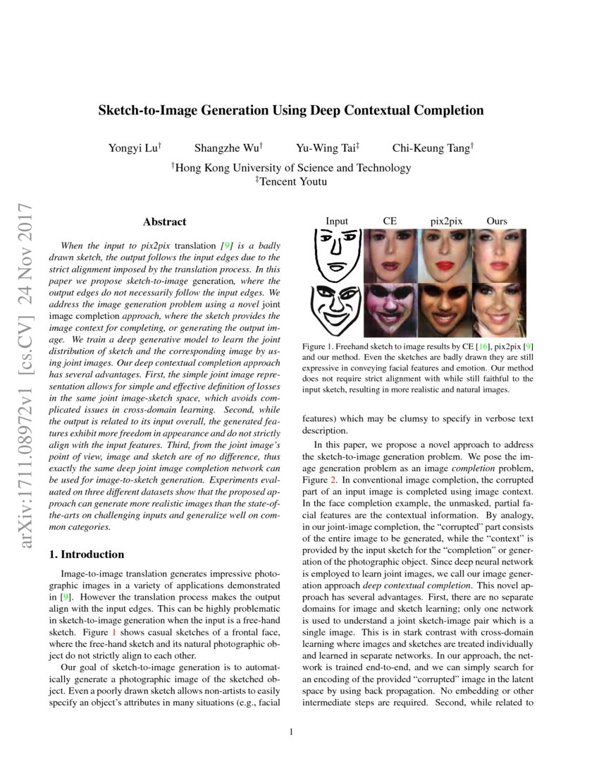 Sketch To Image Generation Using Deep Contextual Completion Deepai