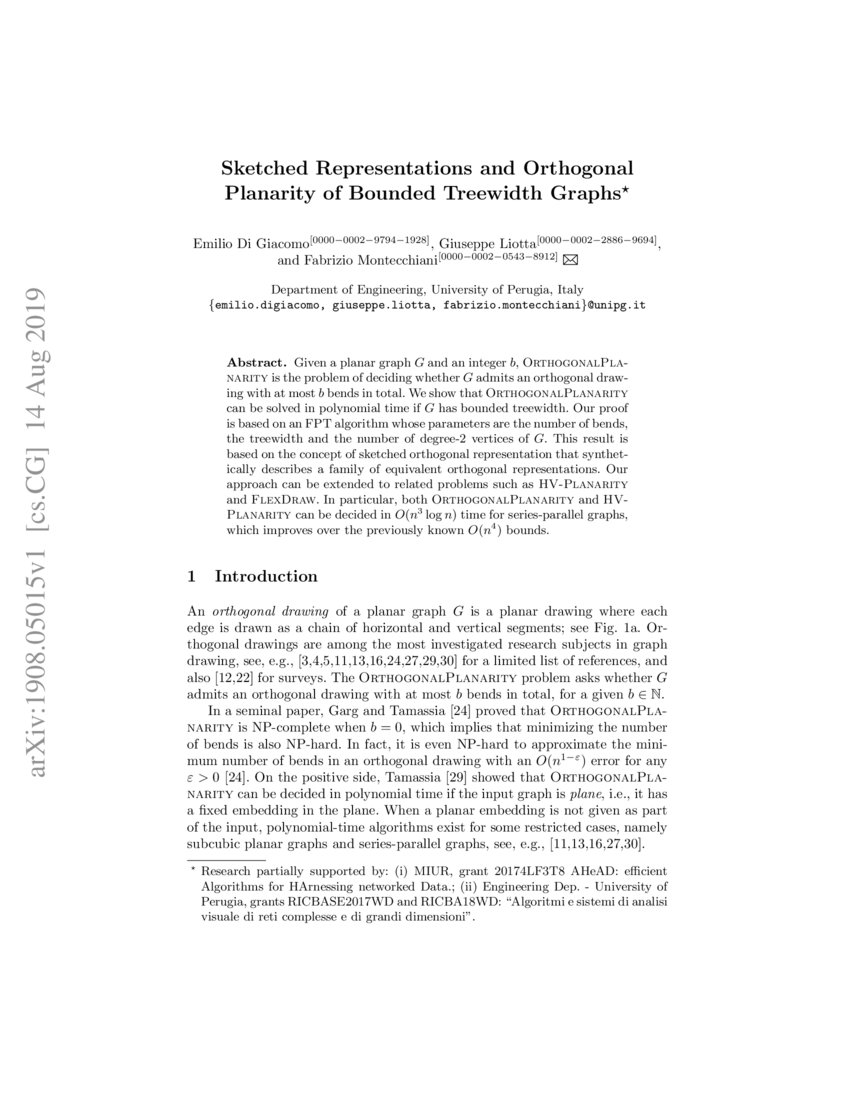 Sketched Representations And Orthogonal Planarity Of Bounded Treewidth Graphs Deepai 
