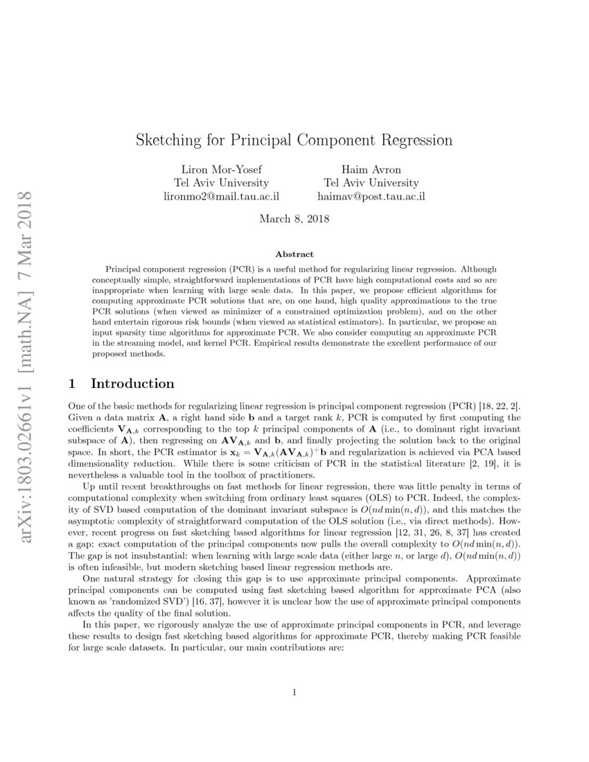 Sketching for Principal Component Regression | DeepAI