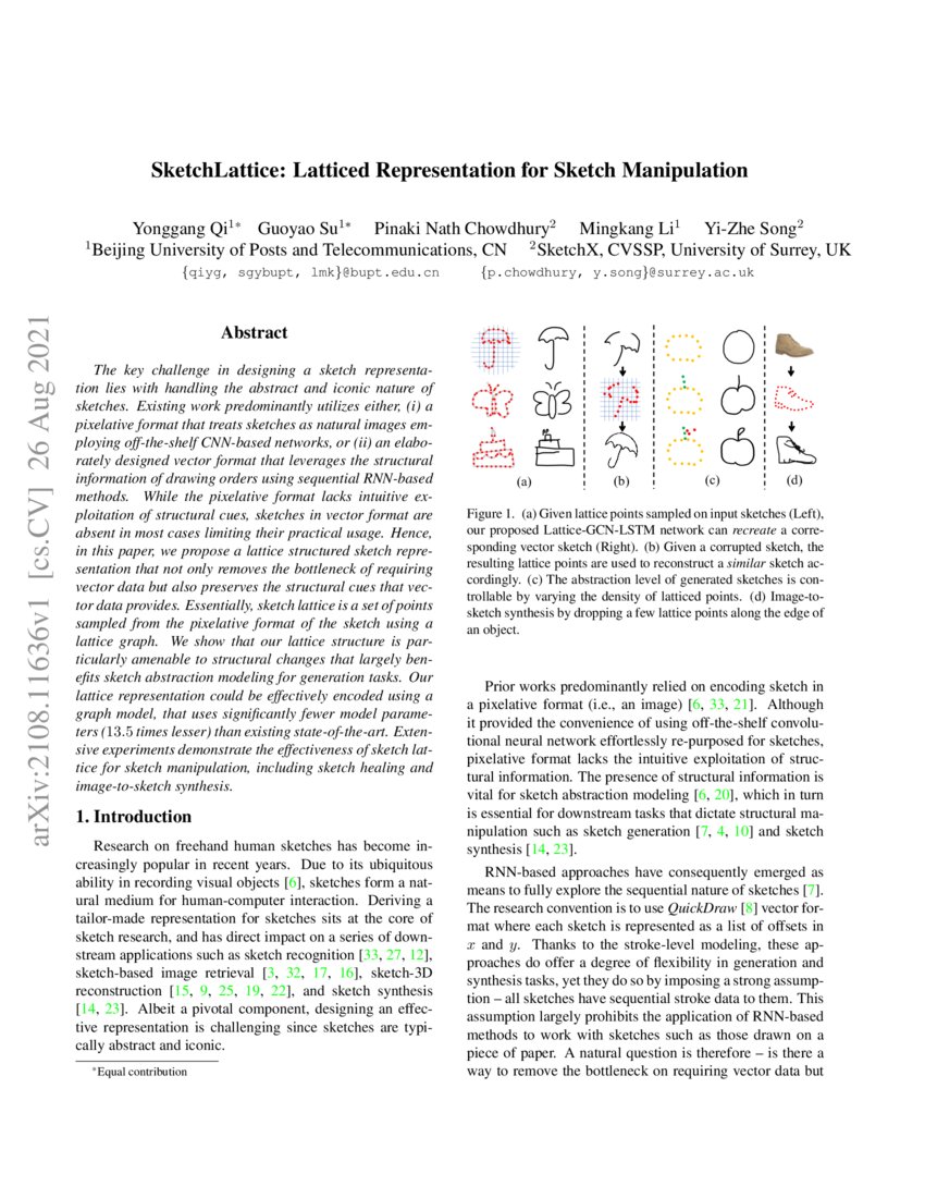 SketchLattice: Latticed Representation for Sketch Manipulation | DeepAI