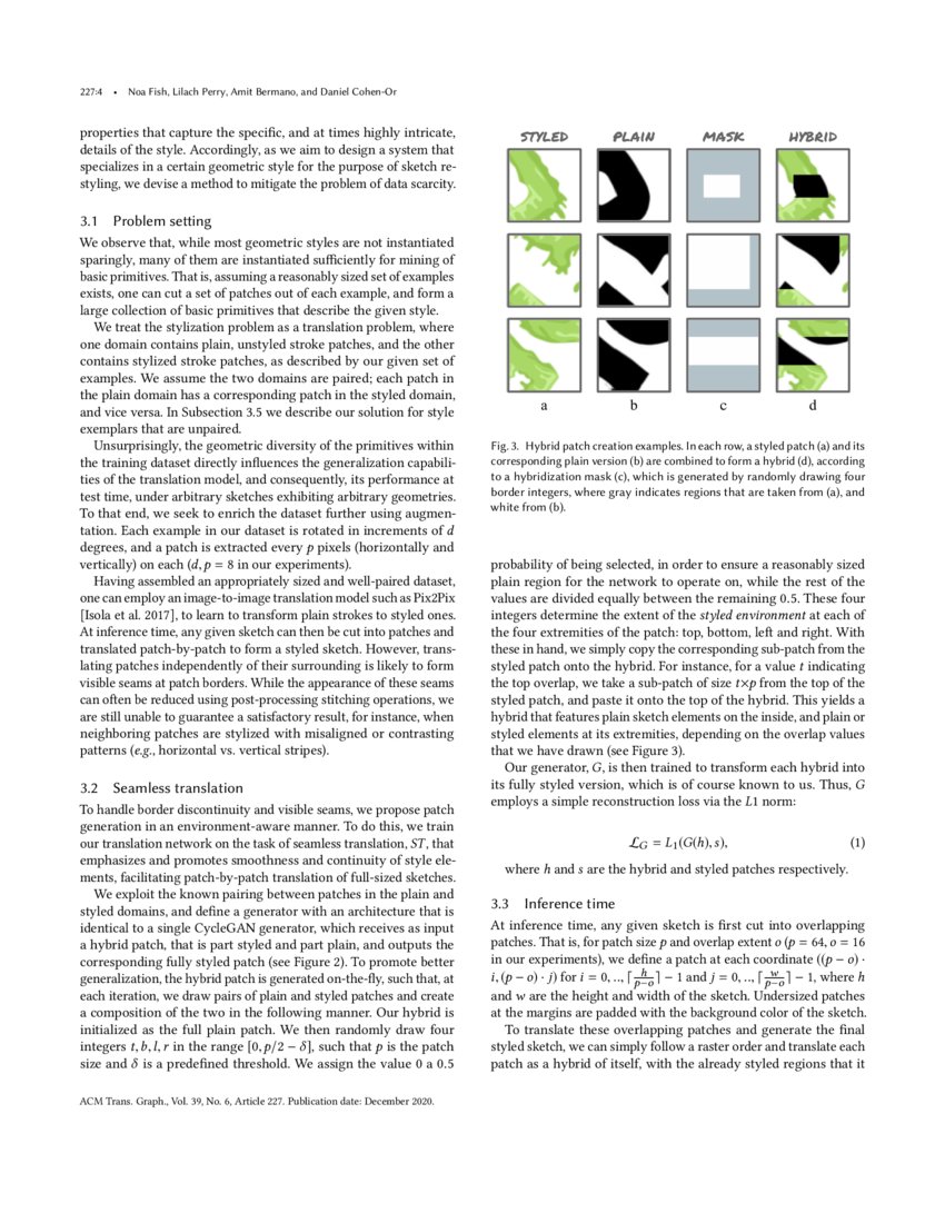 SketchPatch: Sketch Stylization via Seamless Patch-level Synthesis | DeepAI