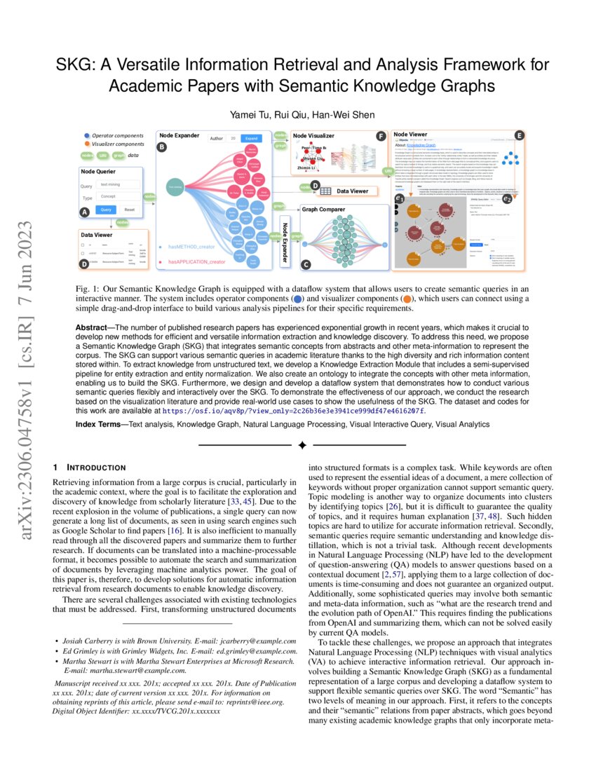 SKG: A Versatile Information Retrieval and Analysis Framework for Academic Papers with Semantic ...