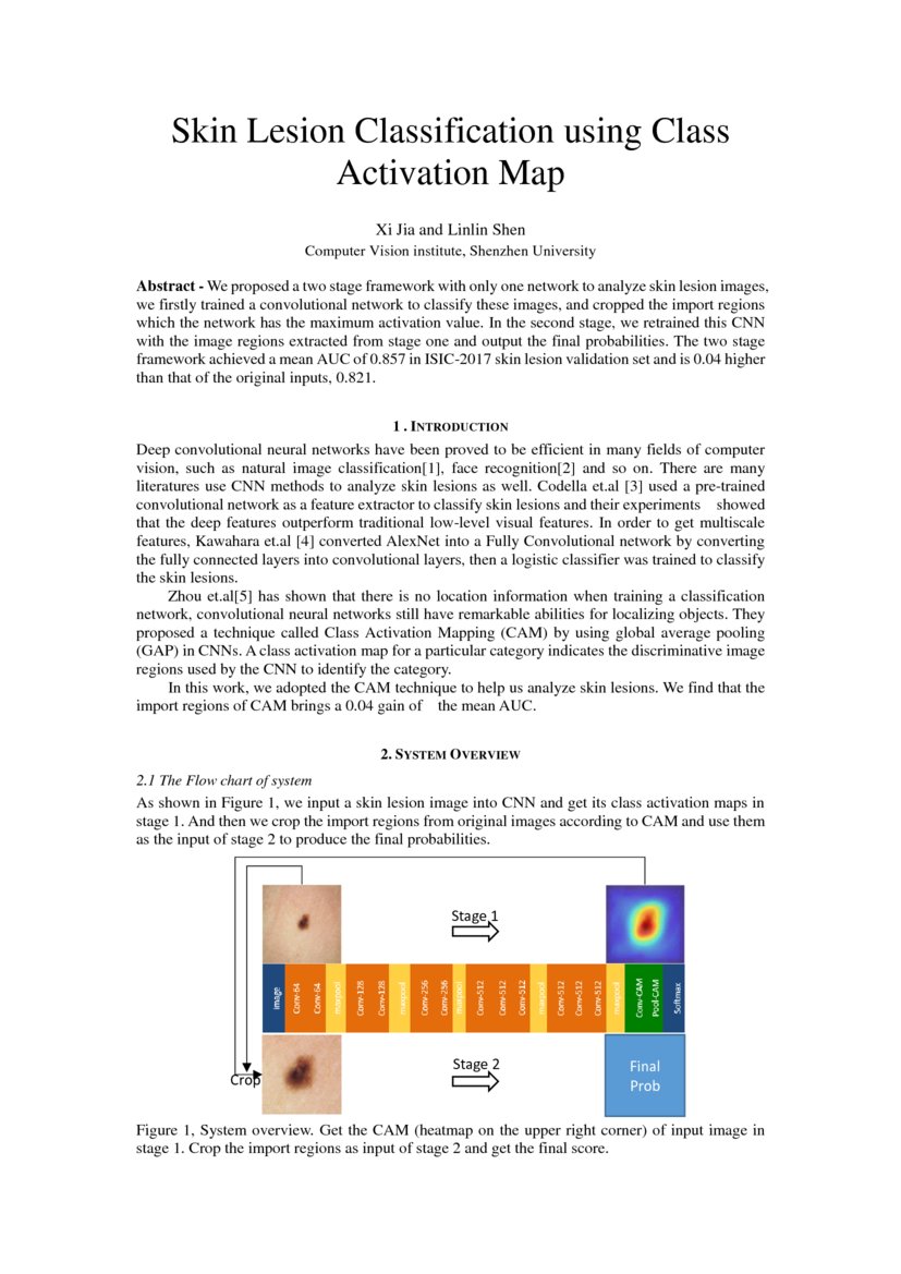 Skin Lesion Classification using Class Activation Map | DeepAI