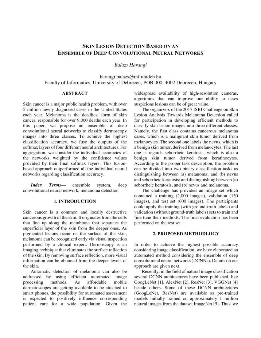 Skin Lesion Detection Based On An Ensemble Of Deep Convolutional Neural