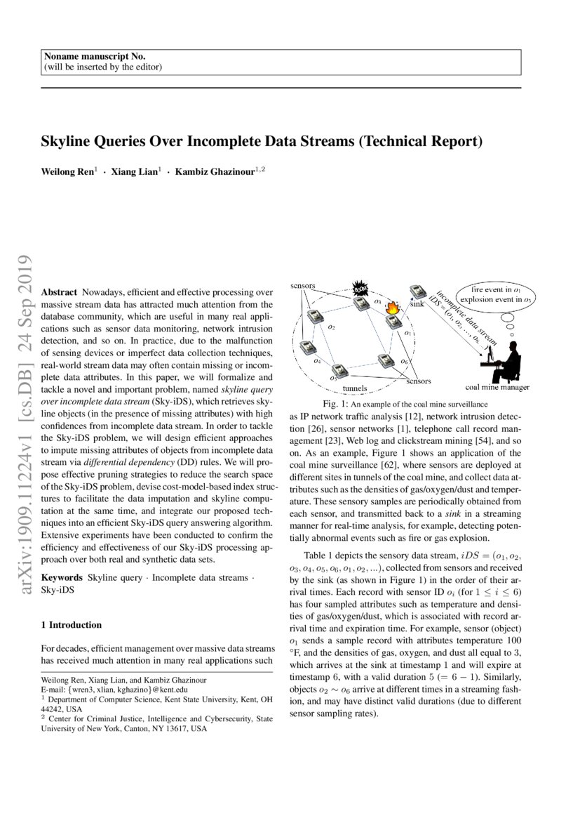 Skyline Queries Over Incomplete Data Streams Technical Report Deepai