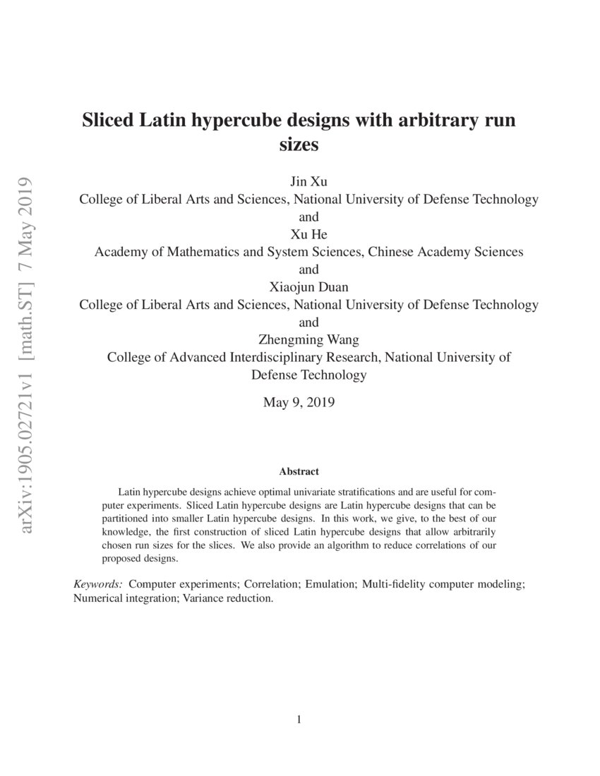 Sliced Latin hypercube designs with arbitrary run sizes | DeepAI