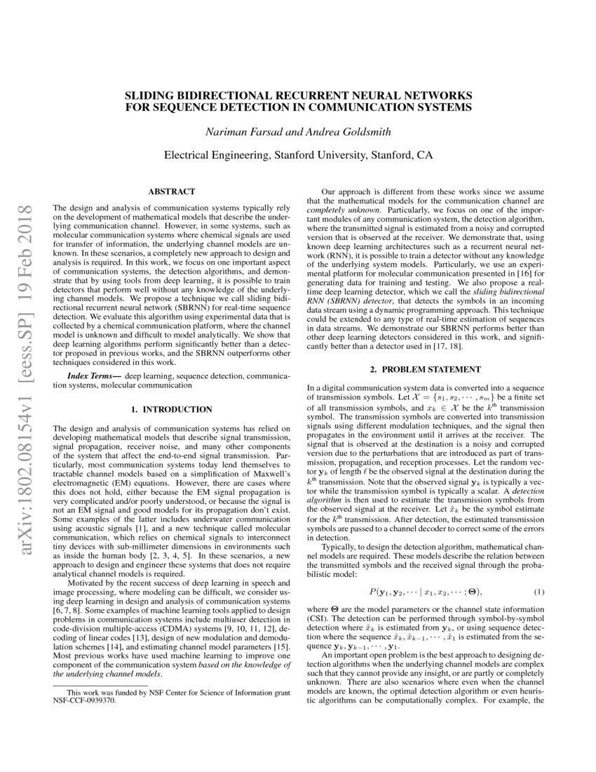Sliding Bidirectional Recurrent Neural Networks For Sequence Detection