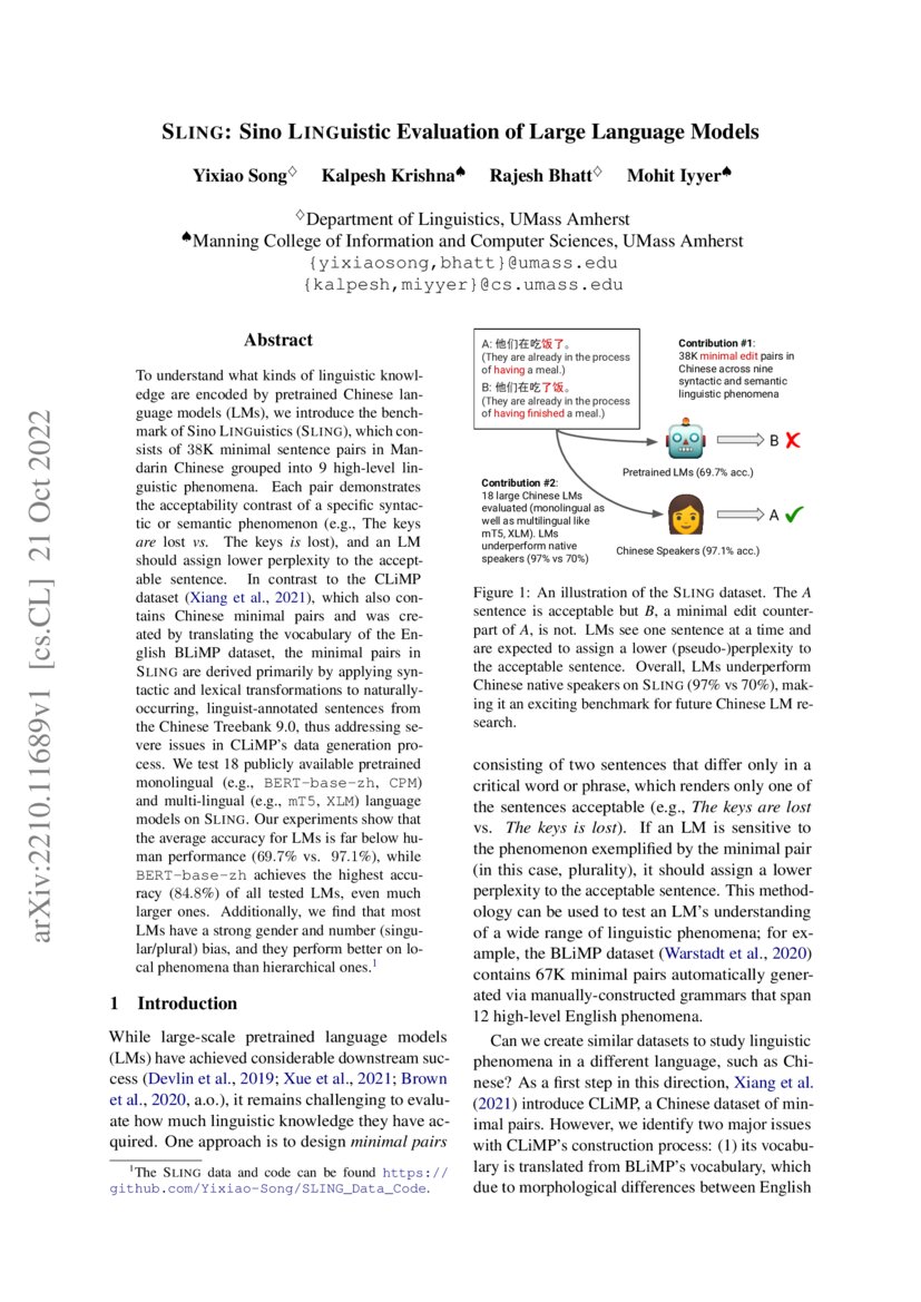 SLING: Sino Linguistic Evaluation of Large Language Models | DeepAI