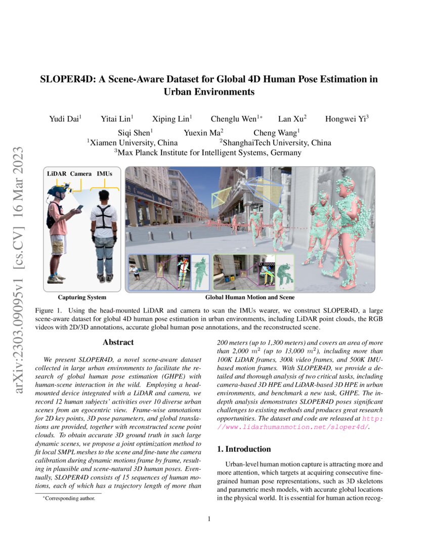 Sloper4d A Scene Aware Dataset For Global 4d Human Pose Estimation In