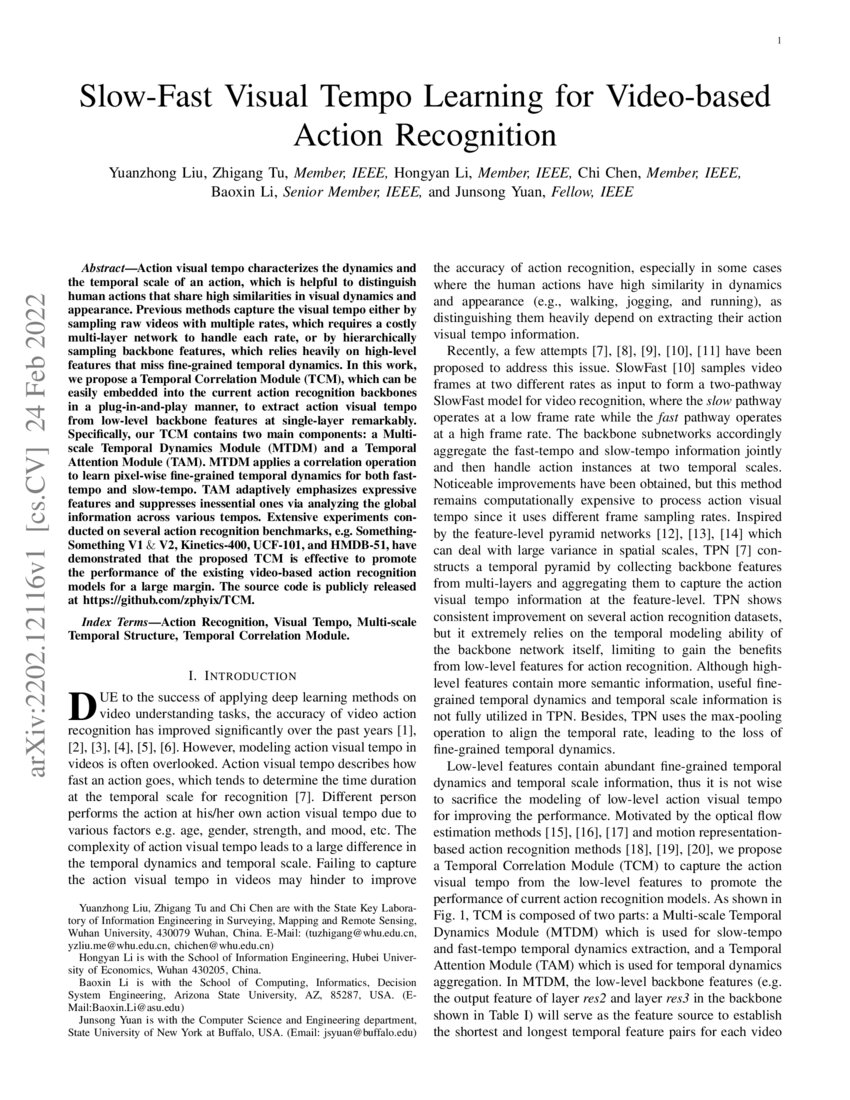 Slow-Fast Visual Tempo Learning for Video-based Action Recognition | DeepAI