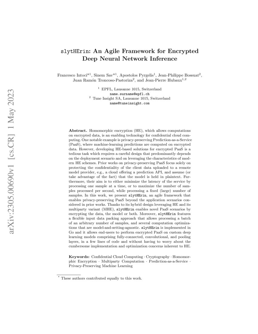 Slytherin An Agile Framework For Encrypted Deep Neural Network Inference Deepai