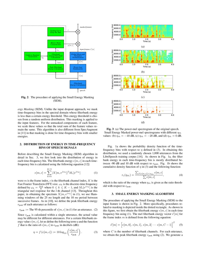Small energy masking for improved neural network training for end-to-end speech recognition | DeepAI